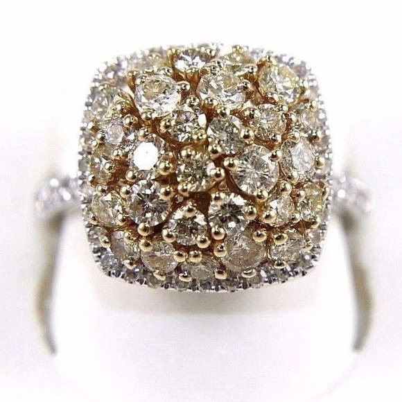 Jewelry | Fancy Yellow Diamond Square Ring 14k Wg 192ct | Poshmark